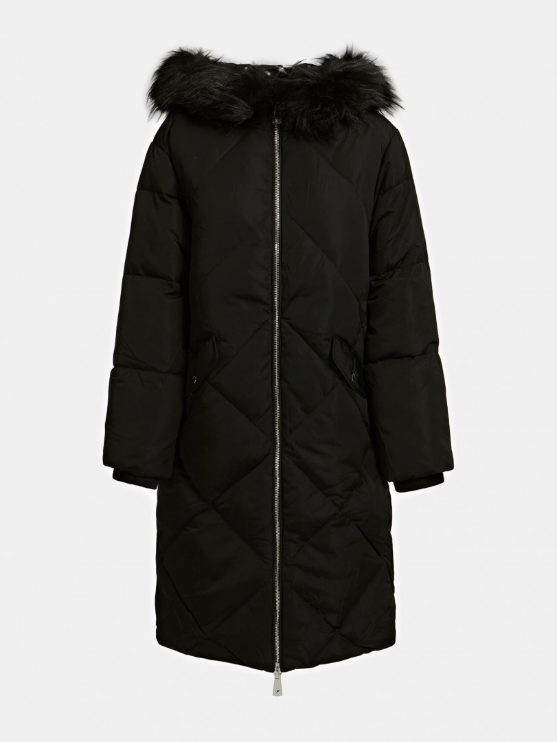PLUMAS GUESS NEGRO LARGO RODILLA | Guinea Fashion Chic